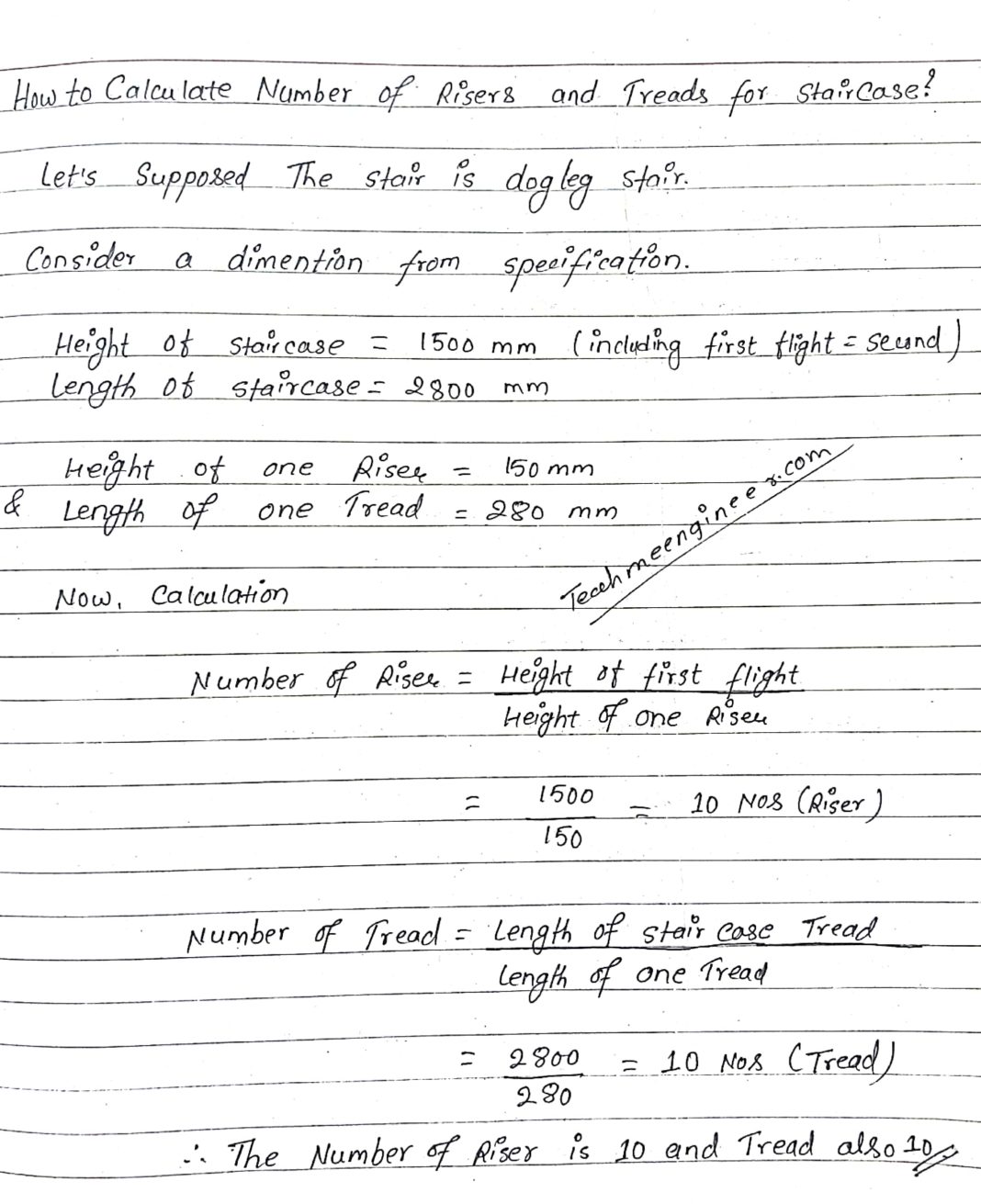 How To Calculate Riser and Tread for the Staircase Design | Tech Me ...